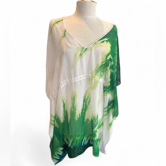 Trina Turk | Swim | Trina Turk Green And White Sheer Swim Cover Up ...